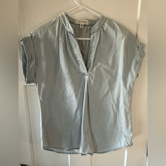 cloth & stone | Tops | Cloth Stone Sky Blue Denim Blouse Xs | Poshmark